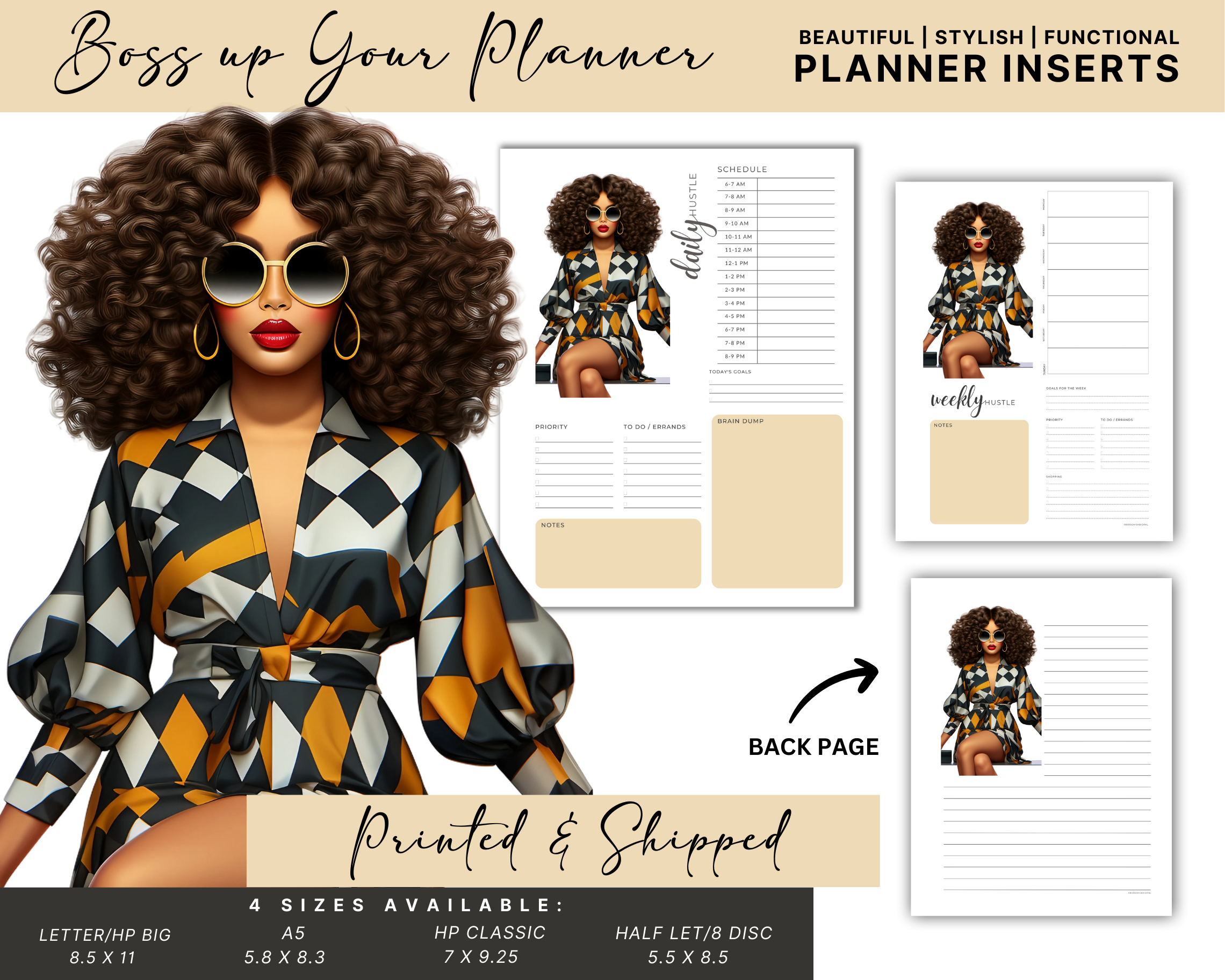 African American Girl Boss Planner Inserts, Boss Chick Inspired Planne ...