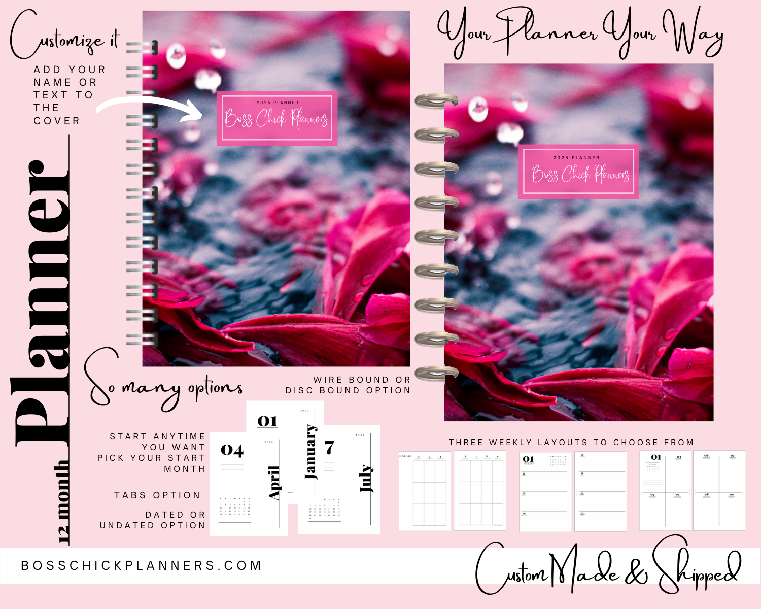 New Planners - Beautiful 12 Month Planner with Weekly Spread Calendar ...
