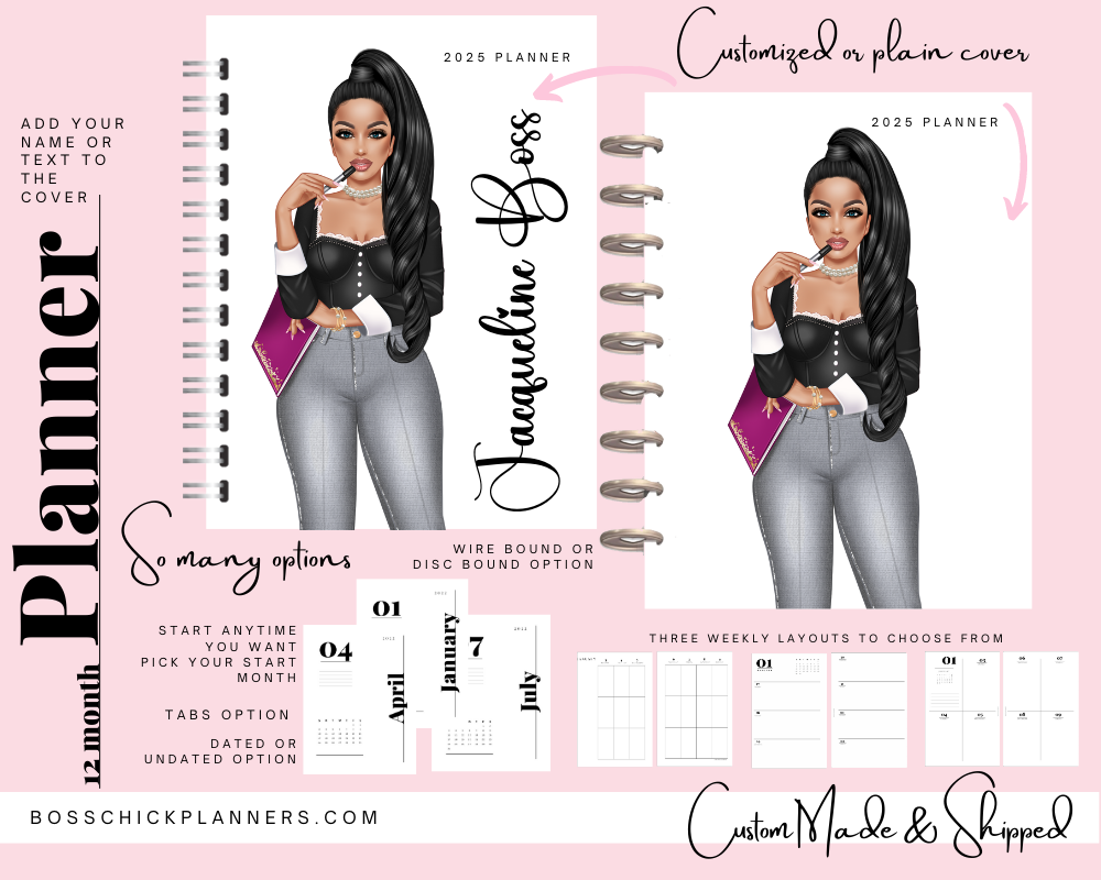 African American Planner Girl - Beautiful 12 Month Planner Build Your ...