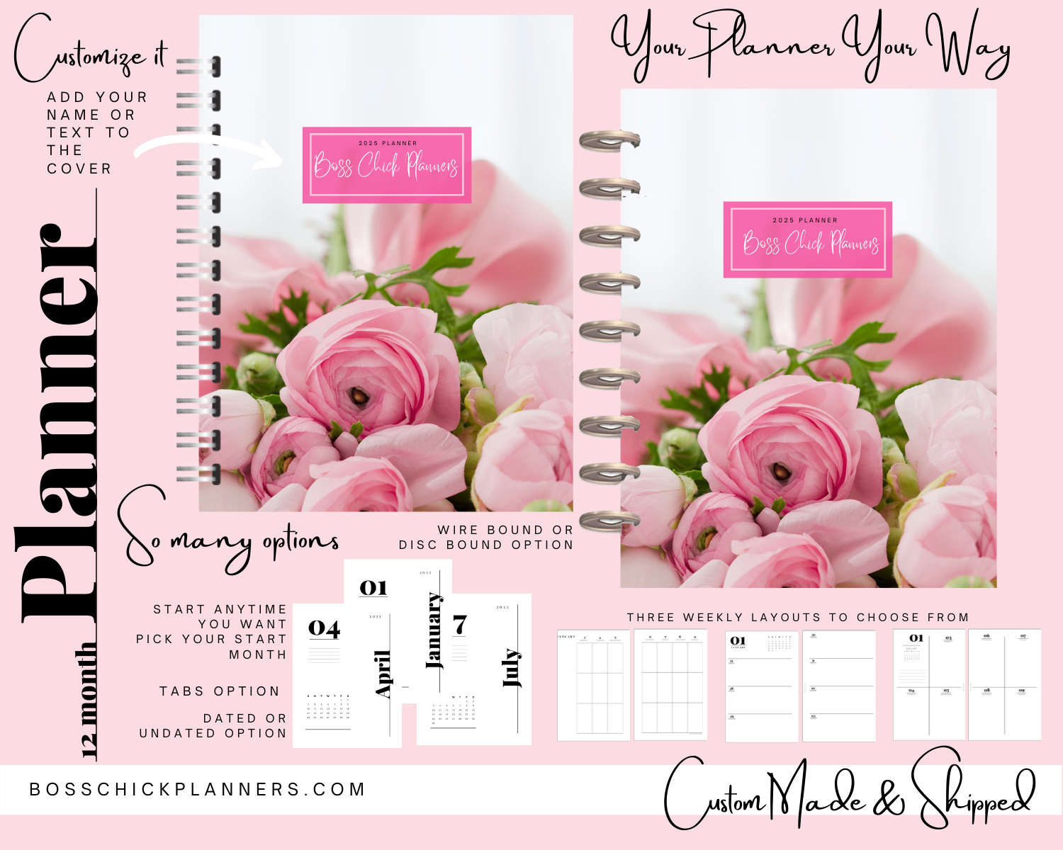 Flower Theme 12 Month Planner - Beautiful 12 Month Planner Start When ...