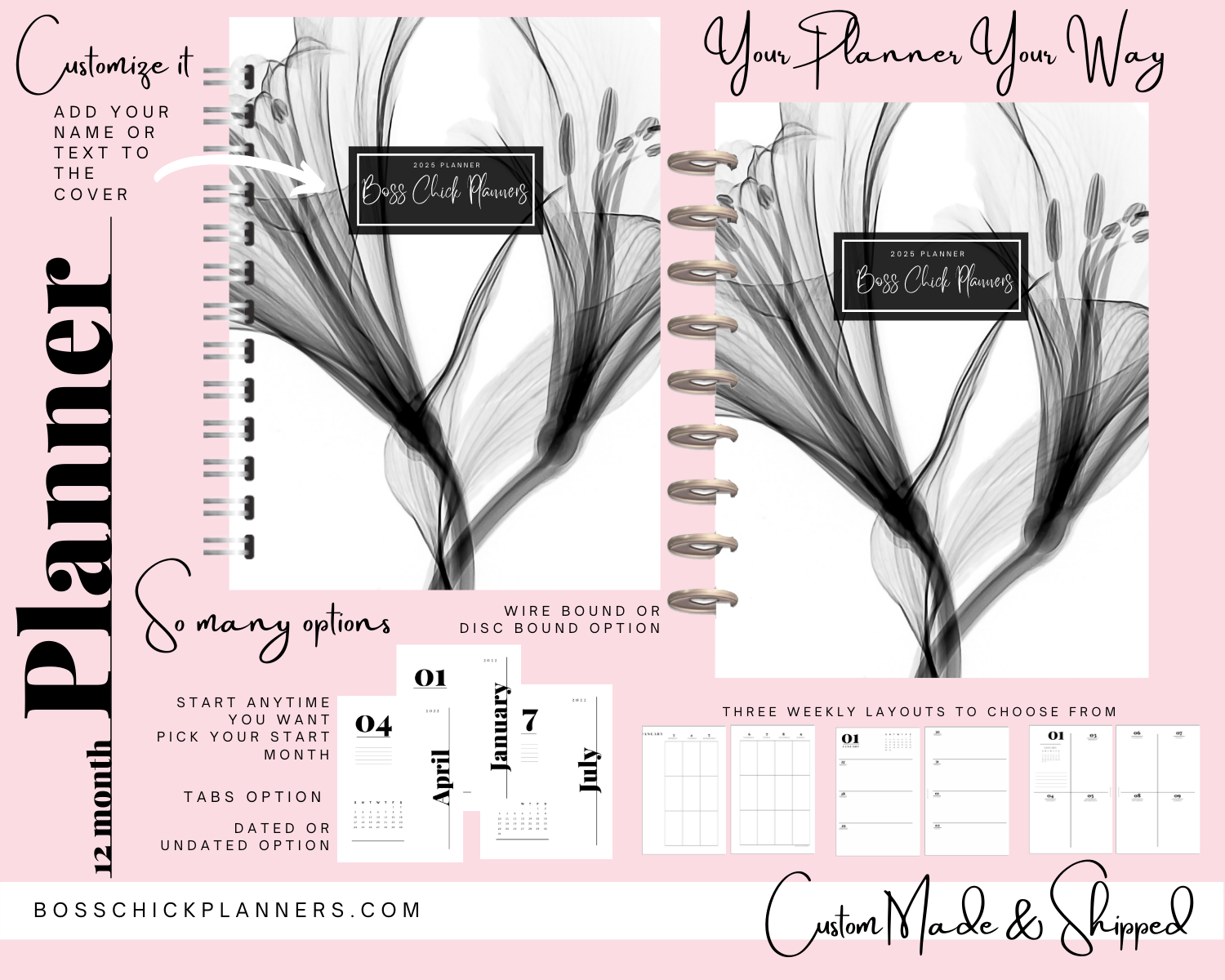 Minimal Abstract Art 12 Month Planners - Beautiful Yearly Planner Buil ...