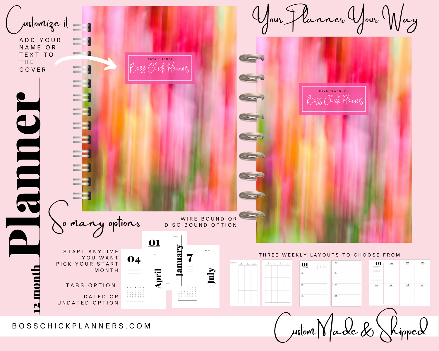 Bright Colors Abstract Art 12 Month Planners - Beautiful Yearly Planne ...