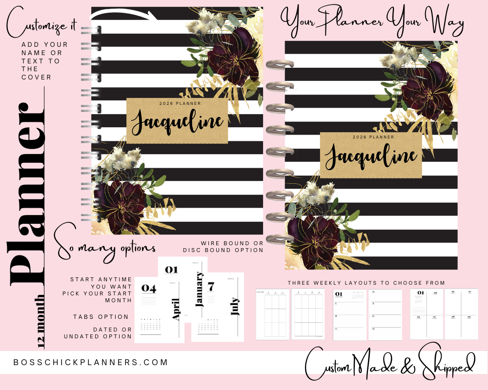 Vintage Flowers 12 Month Planners - Beautiful Yearly Planner Build You ...