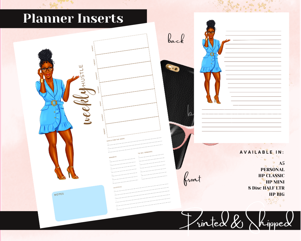 African American Planner Girl Boss Printed Planner Inserts for A5 ...
