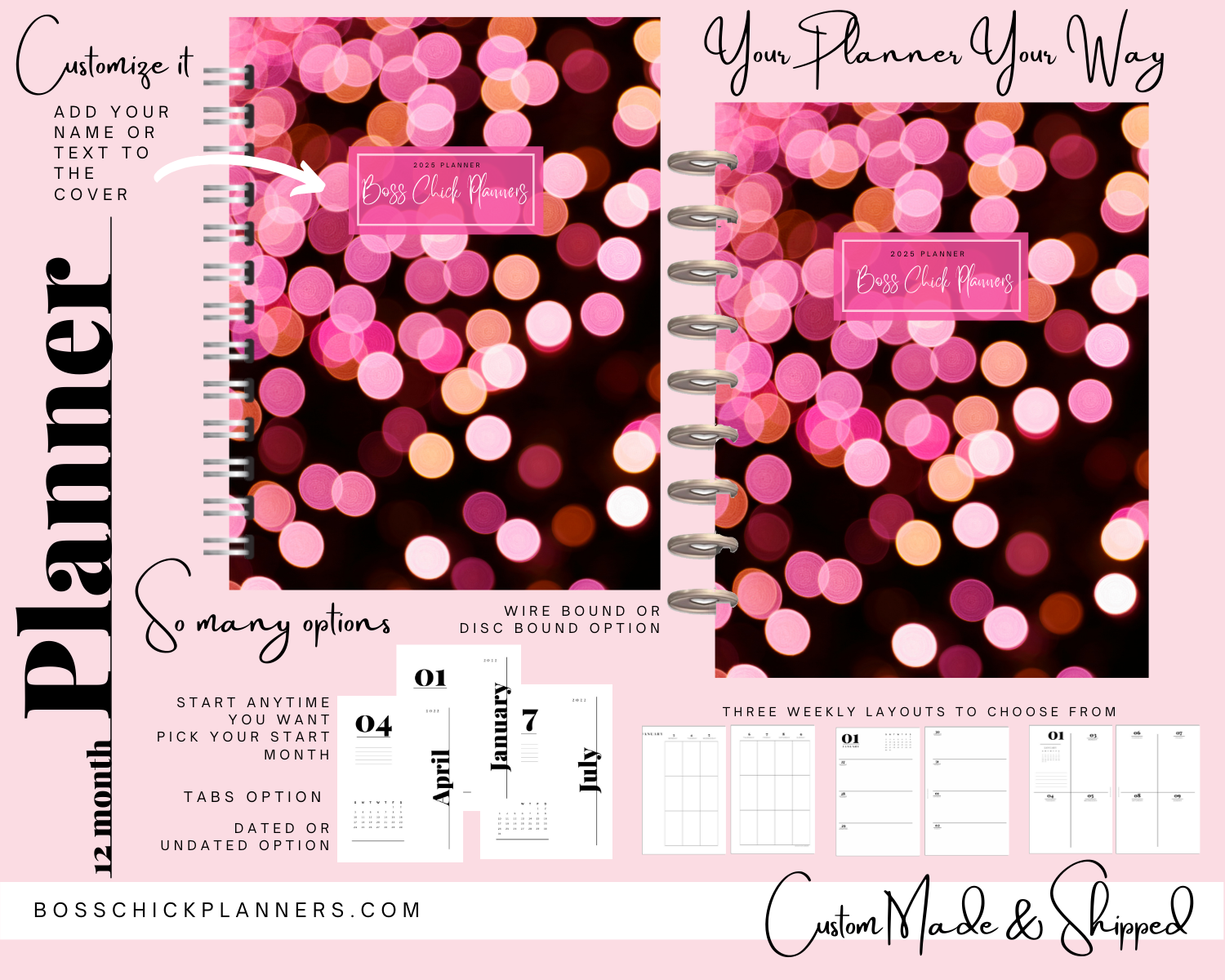 Abstract Art 12 Month Planners - Beautiful Full Yearly Planner Start Y ...