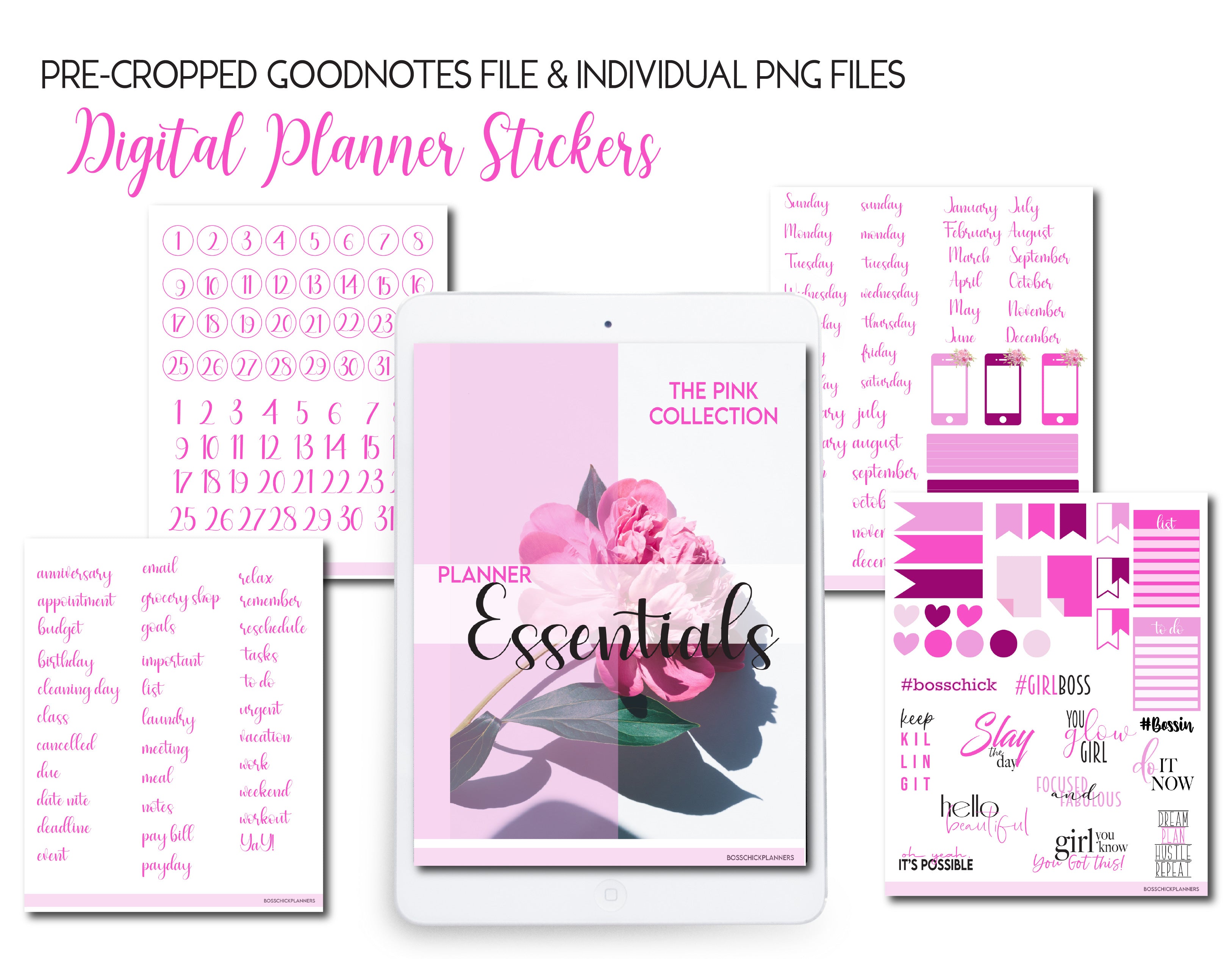 The Pink Collection | Digital Planner Stickers | Goodnotes Sticker She ...